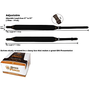 Bass Pergo AirCell Guitar Strap for Electric Guitar, Bass & Acoustic with 3.5" Wide Neoprene Pad w/ 4 Straps Locks, Adjustable Length from 47" to 55.", Black – Soft & Durable