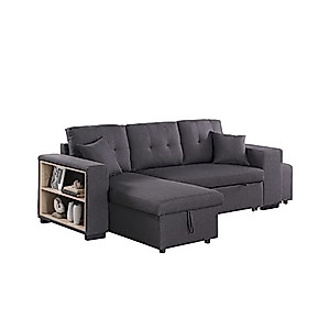 Devion Furniture Alexis Sofabed, 95" W x 53" D x 35H, Dark Gray