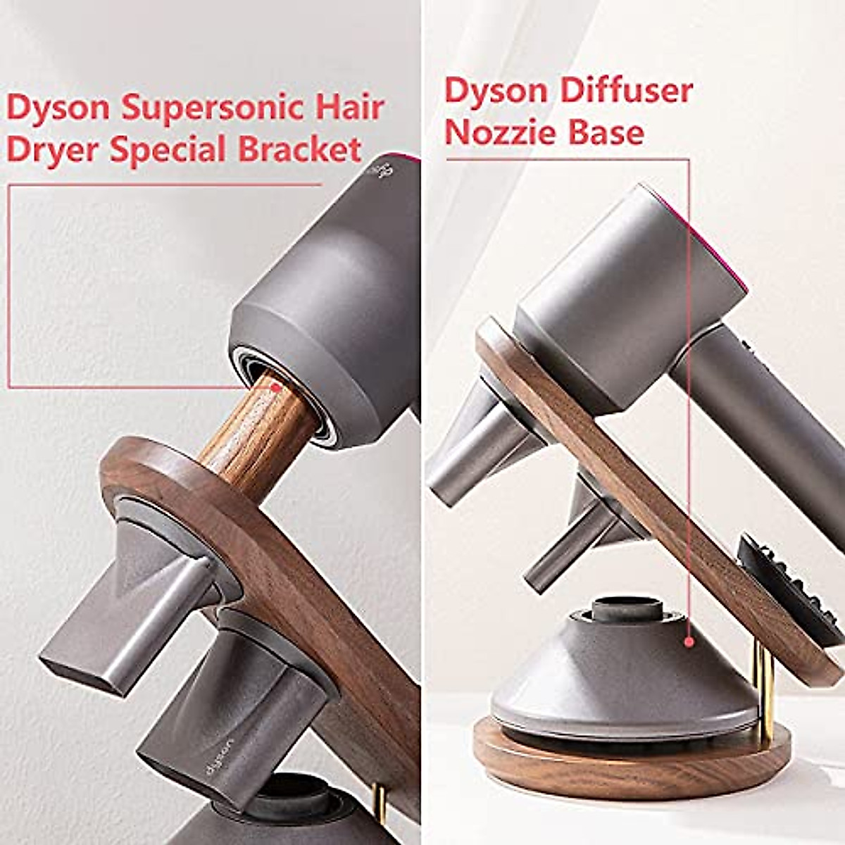 Livoccur Hair Dryer Stand Holder for Dyson Supersonic, Magnetic Hair Dryer Display Stand wood Bathroom Organizer for Dyson Supersonic Hair Dryer Tools, Compatible for All Dyson Supersonic Models