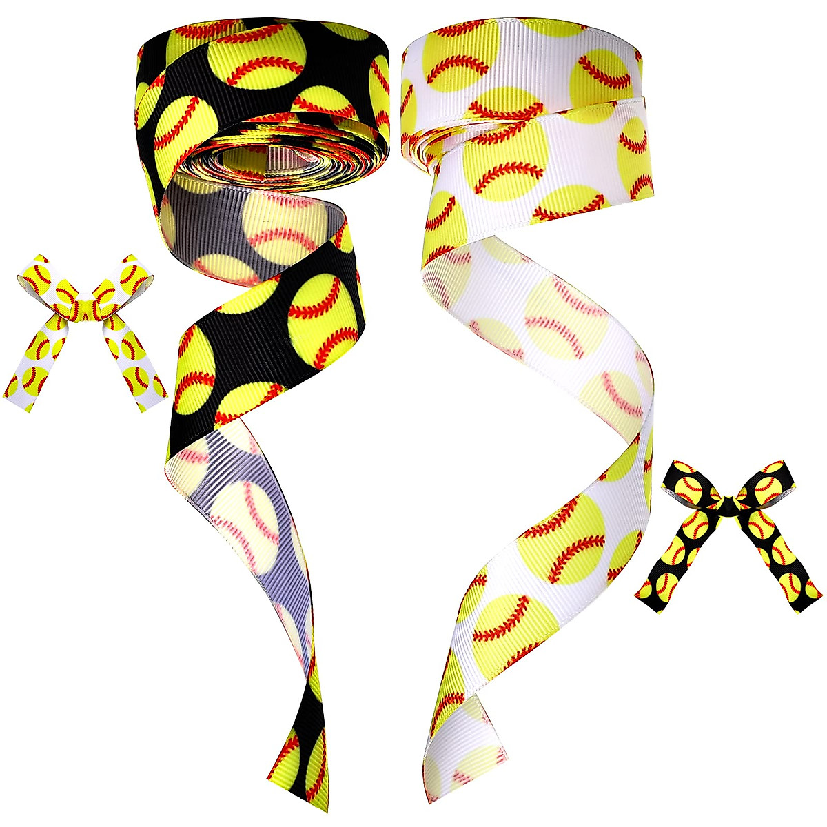 2 Rolls 10 Yards 7/8 Inches Softball Ribbon for Crafts Softball Grosgrain Ribbon for Cheer Bows Team Gift Wrapping Uniform Sewing