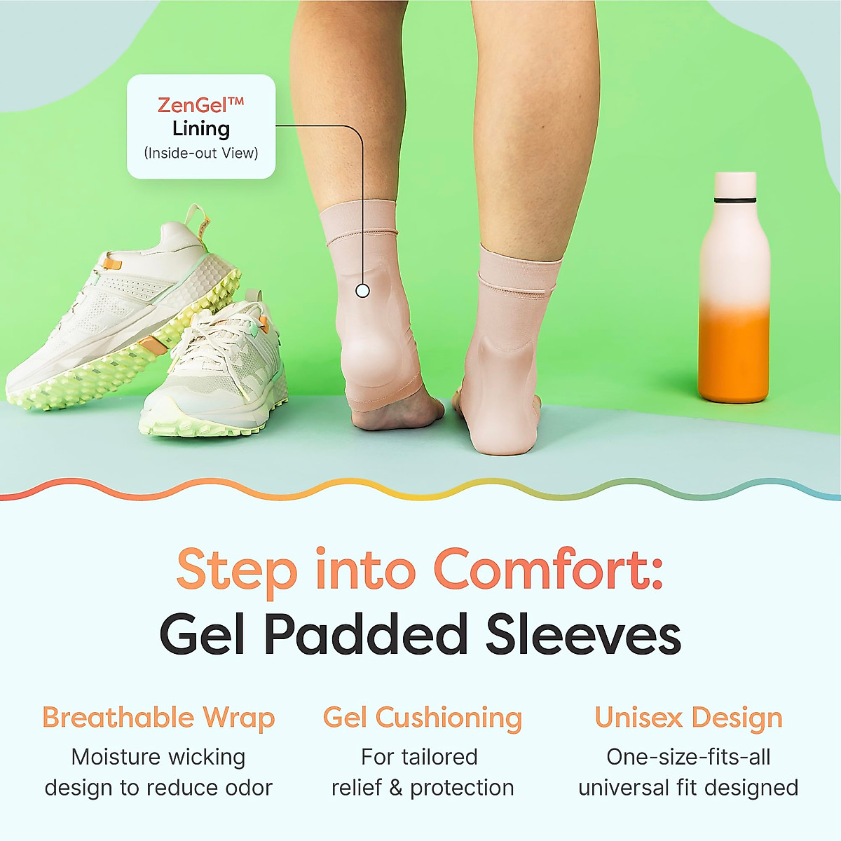 ZenToes Achilles Tendon Support Sleeve, Padded Compression Sleeve for Achilles Tendonitis Relief & Haglunds Heel, Washable Padded Socks & Heel Protectors for Bursitis Relief, 1 Pair