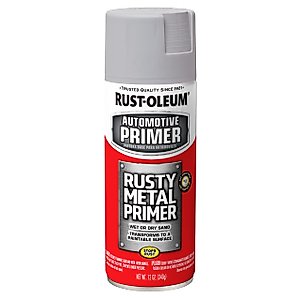 Rust-Oleum 249331 Automotive Rusty Metal Primer Spray Paint, 12 oz., Light Gray