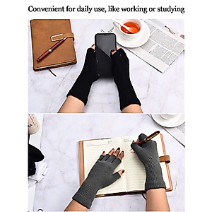 SATINIOR Half-Finger Knit Gloves for Women - Long Cuffed Mittens for Typing and Winter