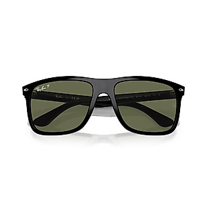 Ray-Ban RB4547F Boyfriend Two Square Sunglasses, Black/Green Polarized, 60 mm
