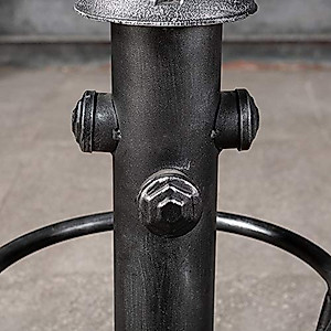 Topower American Antique Industrial Round Bottom Adjustable Height Cafe Coffee Retro Vintage Stylish Water Pipe Design Pub Kitchen Bar Stool (Silver, PU Leather Top)