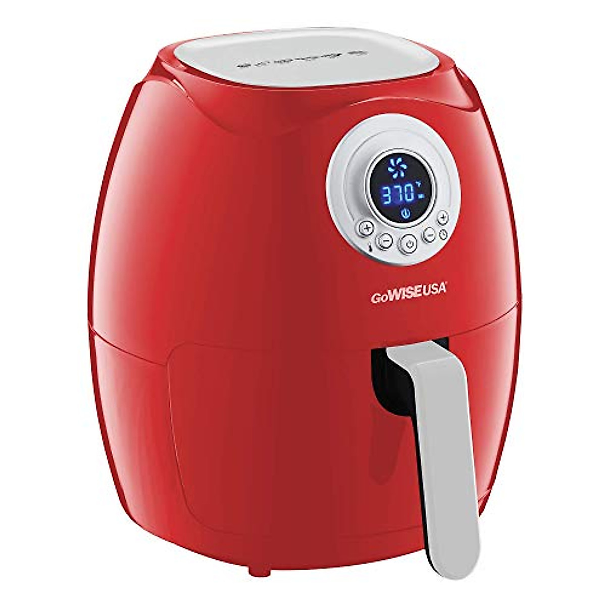 GoWISE USA 3.7-Quart Digital Air Fryer + 50 Recipes, Red, Qt