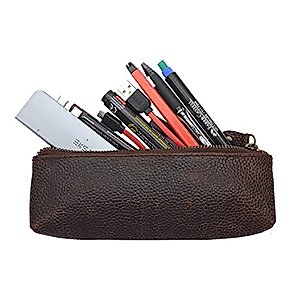 The Antiq: Leather Pencil Pouch, Leather Pen Case, Zipper Pen Case, USB Hub Case, Artist Tool Case, Mobile Charger Case, Coin Case/Pouch, Marker Pouch/Case Useful for students and office purposes