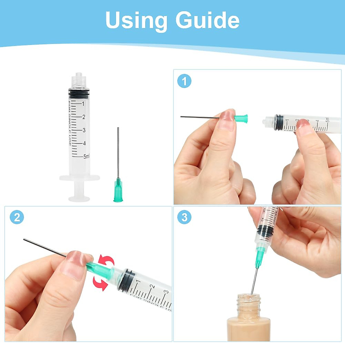 Shintop 10pcs 5ml Syringe with 18Ga 1.5 Inches Blunt Tip Needles for Experiments, Industrial Use