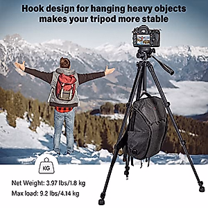 PHOPIK Camera Tripod, 56” Cell Phone Tripod with Phone Holder, Extendable Video Tripod with Quick Release Plate,Compatible with All Cameras, Cell Phones, Projector, Webcam, Spotting Scopes