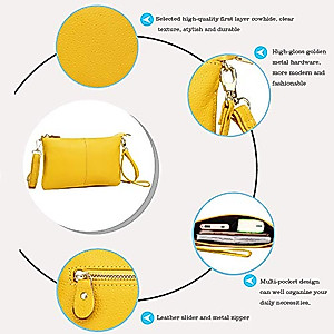 ASDSSRY Women Genuine Leather Wristlet Clutch Wallet Purses Ladies Small Crossbody Shoulder Bag For Party Wedding