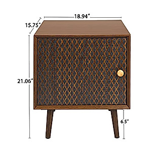 SeokIljin 1 Door Nightstand,with 45-Degree Splicing 3D Printed Elements,Comes with Foot Pads,for Bedroom,Living Room,Sofa Couch,Hall,Easy Assembly