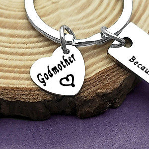 Mother's Day Gift Godmother Gift from Godchild Christmas Keychain for God Mother Jewelry Keychain First Communion Present Thank You Key Chain for Godmother Baptism Jewelry Christen Birthday Present