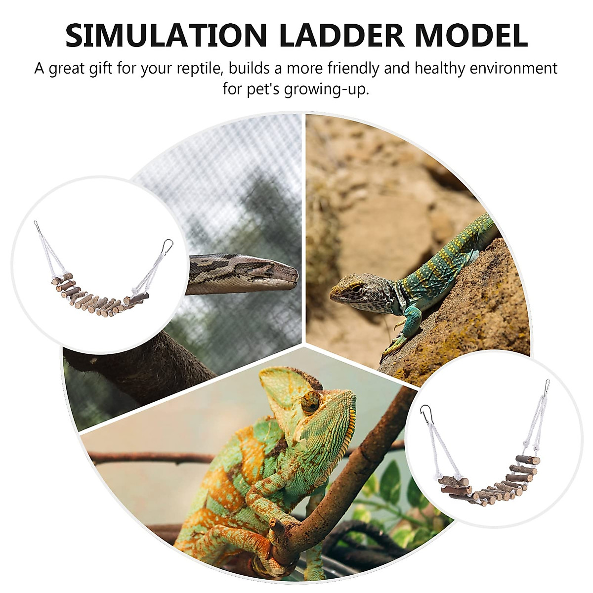 POPETPOP Climbing Pet Suspension Bridge Tank Reptile Bridge Hamster Ladder Budgie Perch Bird Cage Ladder Reptile Hammock Hanging Reptile Bridge Decor Animal Wooden Reptile Bridge Toy Lizard