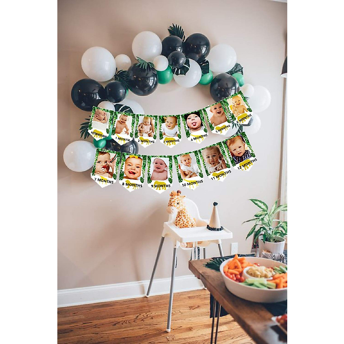 JeVenis Jungle Gold Monthly Photo Banner Wild One Monthly Photo Banner Safari First Birthday Banner Monthly Photo Banner Zoo Jungle Banner