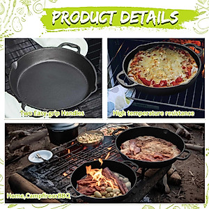 Sunnychicc 3 Pcs Cast Iron Skillets 8 Inch, 10 Inch, and 12 Inch Cast Iron Pan Set Black Pre Seasoned Wok Grilling Wok with Double Handles and Double Pouring Spout, Oven Safe