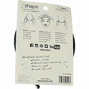 Scunci The Most Comfortable Headband Ever, Flexible No-Slip Grip, 2-pcs per Pack in Assorted Colors (1-Pack)