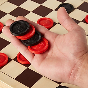 24 Replacement Checkers - Extra Red/Black Interlocking Plastic Pieces for Board Games and Rec Rooms, 1 1/2 Inch Wide