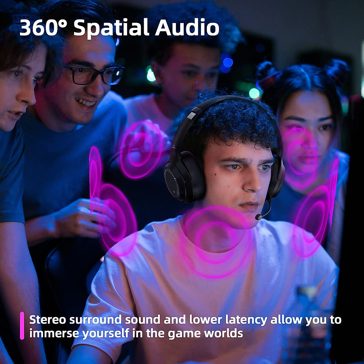 SoundMAGIC P60BT GM Performance Wireless Gaming Headset - Surround Sound 2.4GHz USB/Bluetooth Headphones 50 Hours Lasting Lower Latency Compatibility for PC Mobile PS4 PS5 Xbox Consoles