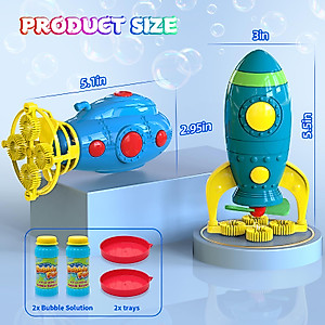 Bubble Gun for Kids - Bubble Machine Gun in Submarine&Rocket Shaped with 2 Bottles of Bubble Solution, Automatic Bubble Gun for Toddlers, Toy Gift for Boys and Girls(2 Pcs)