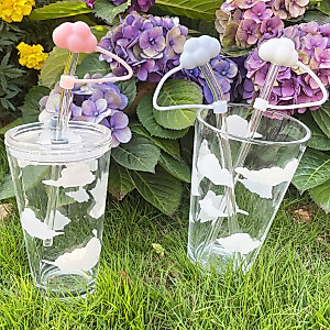 Silicone Straw Cover 6Pcs Straw Covers Cap Straw Tips Cover Straw Covers for 7mm-8mm Reusable Straws Cloud Shape Straw Protector, Reusable Straw Tips Lids for Straws (Cloud, 7mm-8mm)