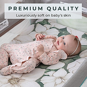Pobibaby - 2 Pack Premium Pack N Play Sheets Fitted for Standard Pack and Plays and Mini Cribs - Ultra-Soft Cotton Blend, Stylish Floral Pattern, Safe and Snug for Baby (Zephyr)
