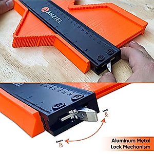 Contour Gauge Tool with Lock (10 inch) - Adjustable Duplicator Profile Tool, Precisely Copy Irregular Shapes, Ultra Wide Edge Measuring Tool Must Have for DIY Construction Handyman Woodworking Tracing