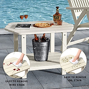 FERFALDER Adirondack Patio Table-2 Tier Outdoor Side Table White Balcony Table for Garden Pool