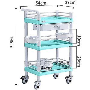 Cart Trolley, Lab Clinic Serving Cart Trolley Trolley On Wheels Portable Medical Utility Cart with Drawers & Dirt Bucket, 3 Tier Beauty Salon Equipment Rolling Trolley On Wheel, 220-330lbs Load Capaci