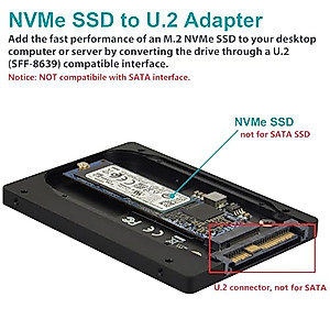 ADWITS 1 Pack U.2 to NVMe SSD Enclosure, U.2 (SFF-8639) to M.2 Key-M 2.5 Inch 7mm SSD Converter Caddy, Compatible with PCIe 3.0 4.0 NVMe & AHCI SSD - Black