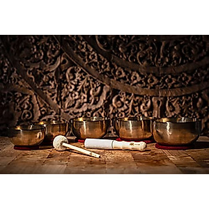Singing Bowl Resonant Mallet Striker, Leather Finish with Wood Body — Made in India — For Meditation, Sound Healing Therapy and Yoga