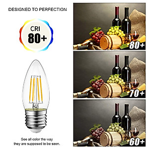 LVWIT B11 LED Filament Bulb E26 Candelabra Base 4.5W(60W Equivalent), Dimmable 2700K Warm White Chandelier Decorative Candle Light Bulb (6-Pack)