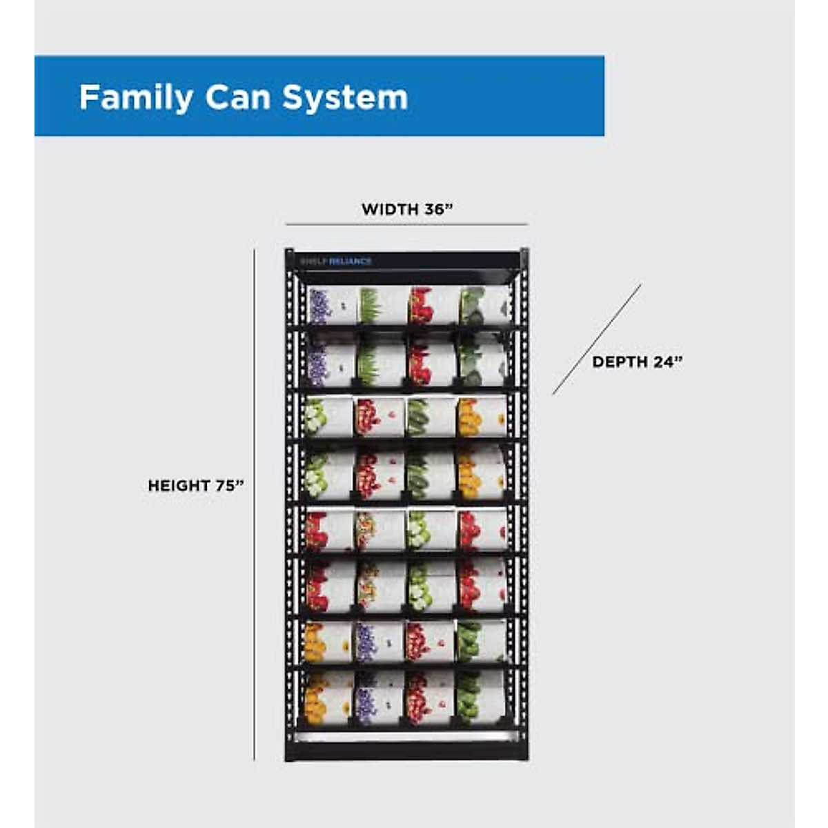 Can Rotation Organizer | Large Canned Food Organizer For Pantry | Black Large Food Rotation System | Harvest | Shelf Reliance (Can Rotation Organizer 109-117 oz (Large))
