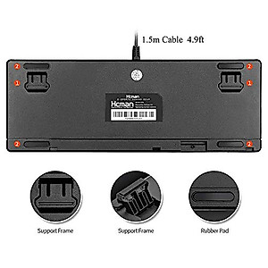 Hcman Mechanical Keyboard Blue Switches,21 LED Backlit Modes Gaming Keyboard,Metal Plate 100% Anti-ghosting for Computer PC & Mac Gamers (Silver)