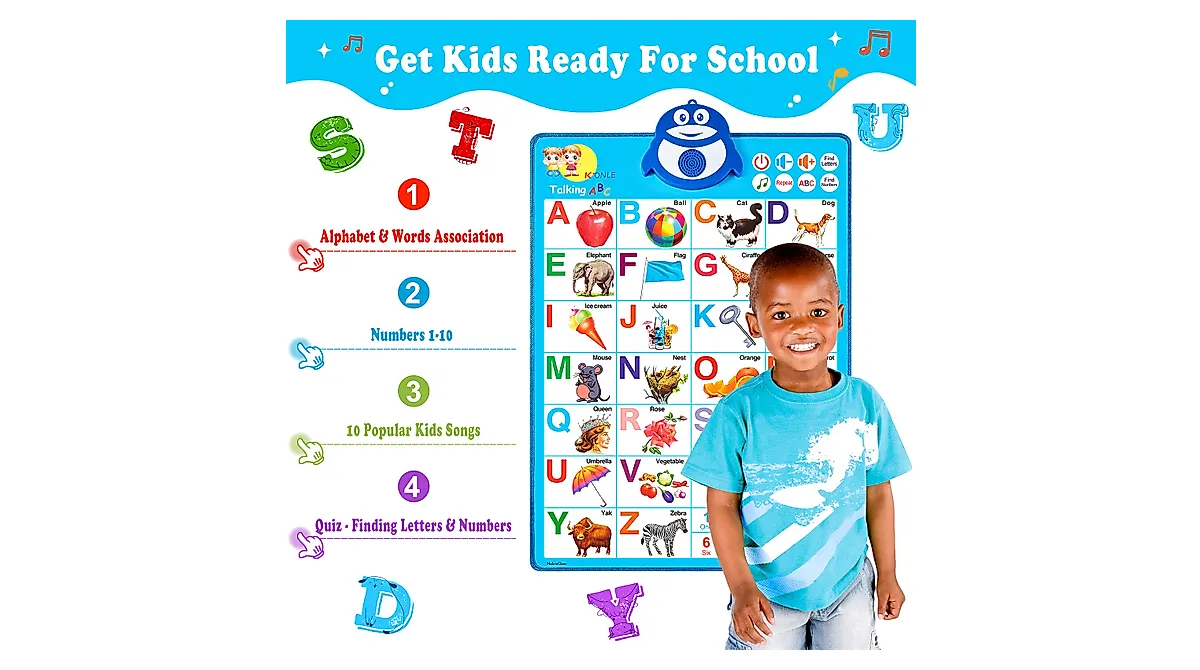 Lefree Electronic Interactive Alphabet Wall Chart, Preschool Learning Toys, ABC & Numbers ...