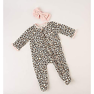 Mud Pie baby girls Mud Pie Leopard Headband Set, Multi, 0-3 Months and Toddler Sleepers, Multi, 3 Months US