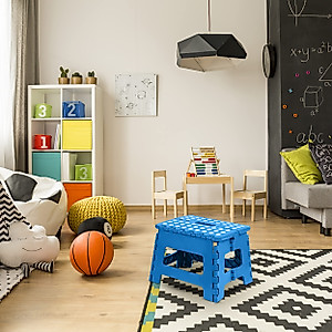 Utopia Home Folding Step Stool - (Pack of 1) Foot Stool with 9 Inch Height - Holds Up to 300 lbs - Lightweight Plastic Foldable Step Stool for Kitchen, Bathroom & Living Room (Blue)