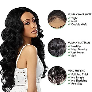 Qangelabeauty 32 Inch Lace Front Wigs Human Hair Body Wave 4x4 HD Lace Front Wigs for Black Women with Baby Hair 180% Density Glueless Wigs Human Hair Pre Plucked with Baby Hair Natural Color