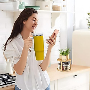 GAIGEO Chrome Yellow Thermal Cup, Reusable Stainless Steel Water Bottles, Double Wall Vacuum Insulation, Suitable for Family Office Sport