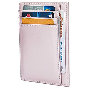 Slim RFID Blocking Credit Card Holder Minimalist Leather Front Pocket Small Wallet for Women Men