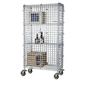 Omega 18" Deep x 48" Wide x 69" High Mobile Chrome Security Cage with 2 Interior Shelves
