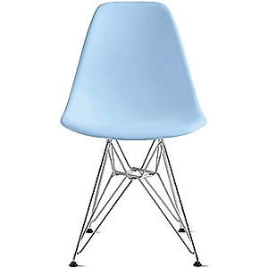 2xHome Eiffel Wire Legs and Armless Seat for Dining Room Blue Plastic Side Chair with Chrome Plated