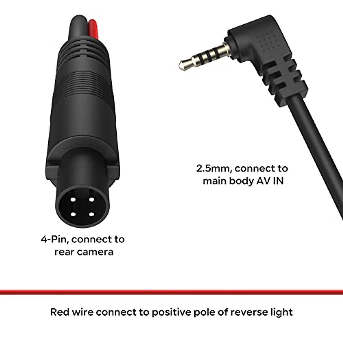 Pelsee 33 Feet Rear Camera Extension Cable, 2.5mm to 4-Pin Dash Cam Rearview Backup Camera Extension Cord for P12 / P12 Pro / P10 Pro