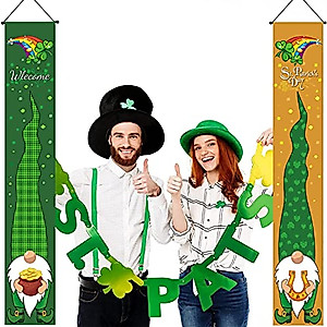 Viajero St. Patricks Day Decorations Banners Gnome Shamrock Welcome Hanging Signs