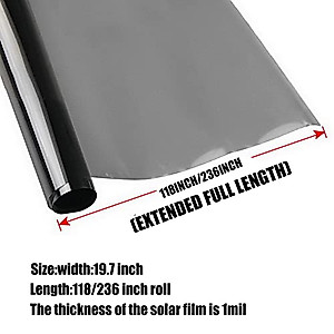 Window Film Privacy Film, Window Tint Film, 1%-50% VLT Car Window Film, Sun Blocking Anti UV Heat Control Explosion-Proof Glass Film, 20x118/236 Inch Blackout Window Film(25% VLT，20x118inch)