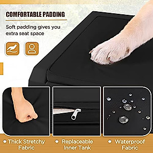 Devoko 100 Gallon Waterproof Large Resin Deck Box Outdoor Storage Box Indoor Lockable Storage Container with Cushion for Patio Furniture Garden Pool Cushions (Black)