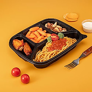 OTOR Meal Prep Containers 34oz Bento Boxes 4 Compartments with Clear Airtight Lids Food Storage lunch box Stackable Travel Containers 15 Sets BPA Free Dishwasher,Microwave,Freezer Safe