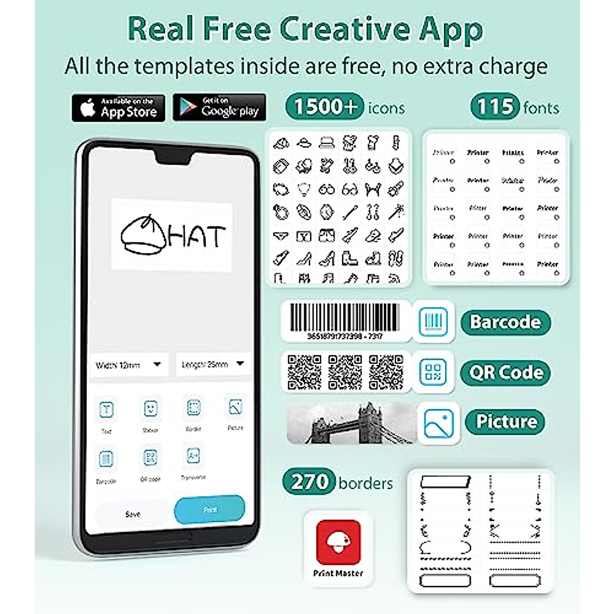 Vixic M960 Label Makers - Bluetooth Mini Label Maker Machine with Tape - Portable Handheld Label Printer,Easy to Use Smartphone Labeler for Home School Small Business Office Organizing, Rechargeable