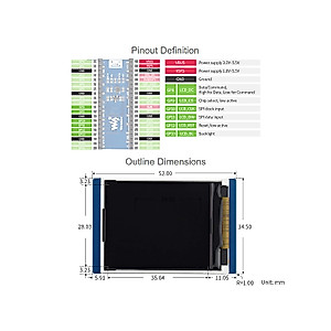 Waveshare 1.8inch LCD Display Module for Raspberry Pi Pico 65K RGB Colors 160×128 Pixels SPI Interface Comes with Raspberry Pi Pico C/C++ and MicroPython Demo