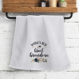 OHSUL World’s Best Great Grandma Floral Absorbent Kitchen Towels Dish Towels Dish Cloth,Grandma Mother's Day Hand Towels Tea Towel for Bathroom Kitchen Decor,Grandma Gifts