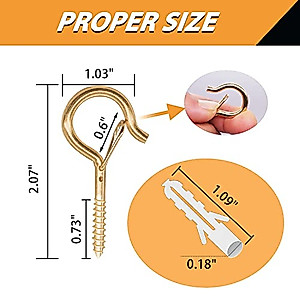 mankk 12 PCS Q-Hanger Hooks, Light Screw Hooks Safety Buckle Design with Wing Nut Driver for Hanging Outdoor String Lights Christmas Light ,Ceiling,Hanging Plants(Gold) M-083-GD